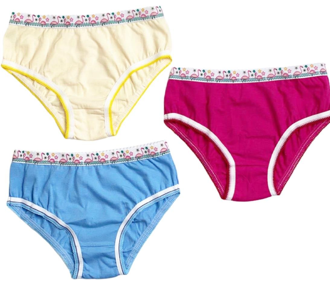 Kit 3 Calcinhas Infantil Elástico Flamingo - Sortidas Sortidas